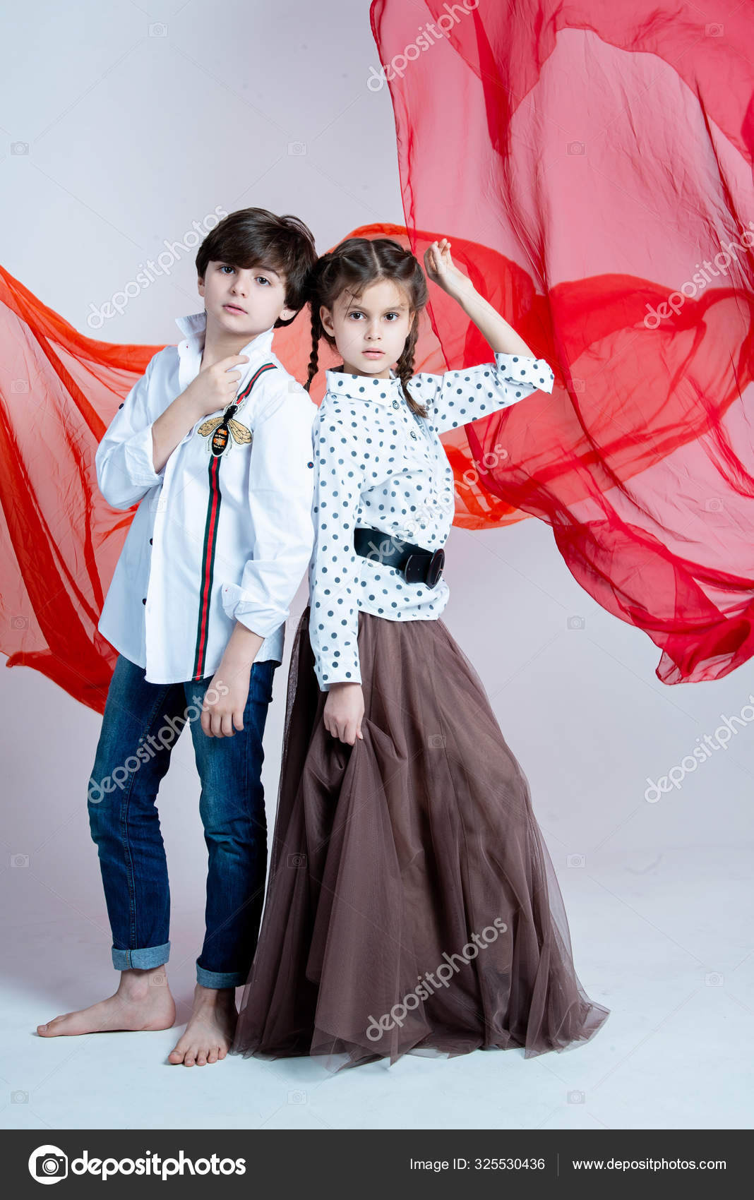 Stylish Studio Photo Children Gray Background — Stock Photo ...