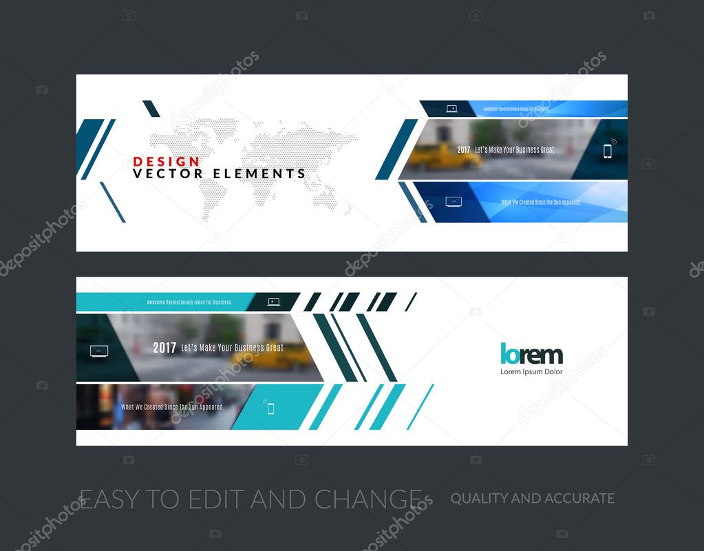 Vector set of modern horizontal website banners with rectangles Stock ...