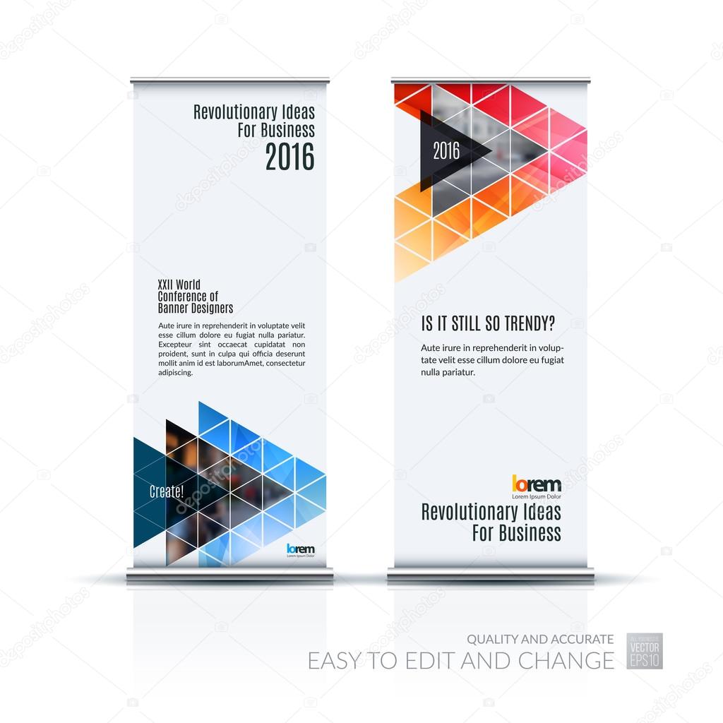Vector set of modern roll Up Banner stand design with polygonal Stock ...