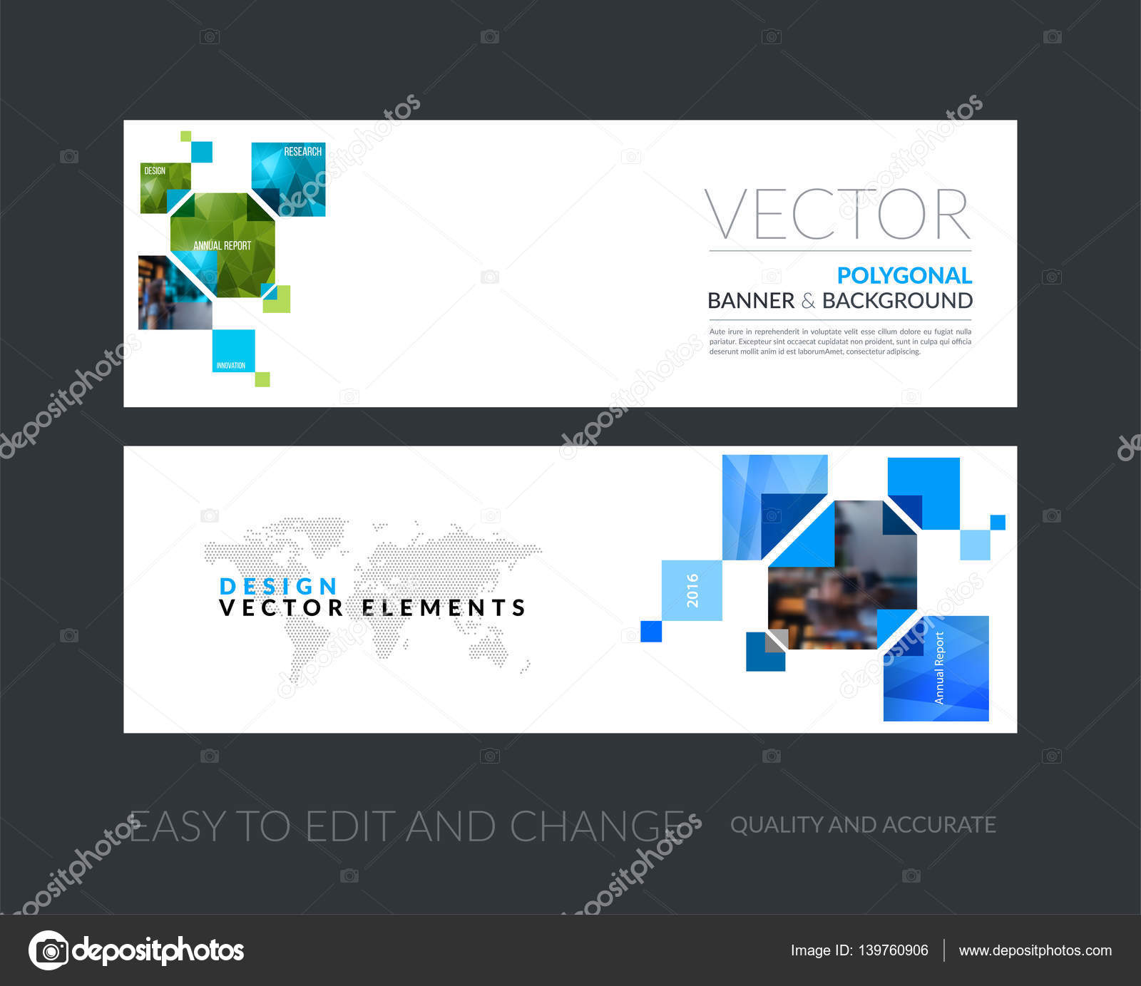 Vector set of modern horizontal website banners with yellow rect Stock ...
