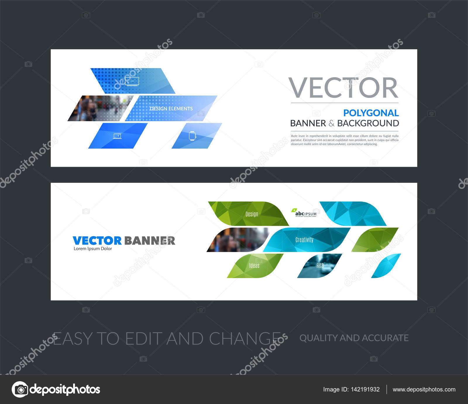 Vector set of modern horizontal website banners with yellow dyna Stock ...