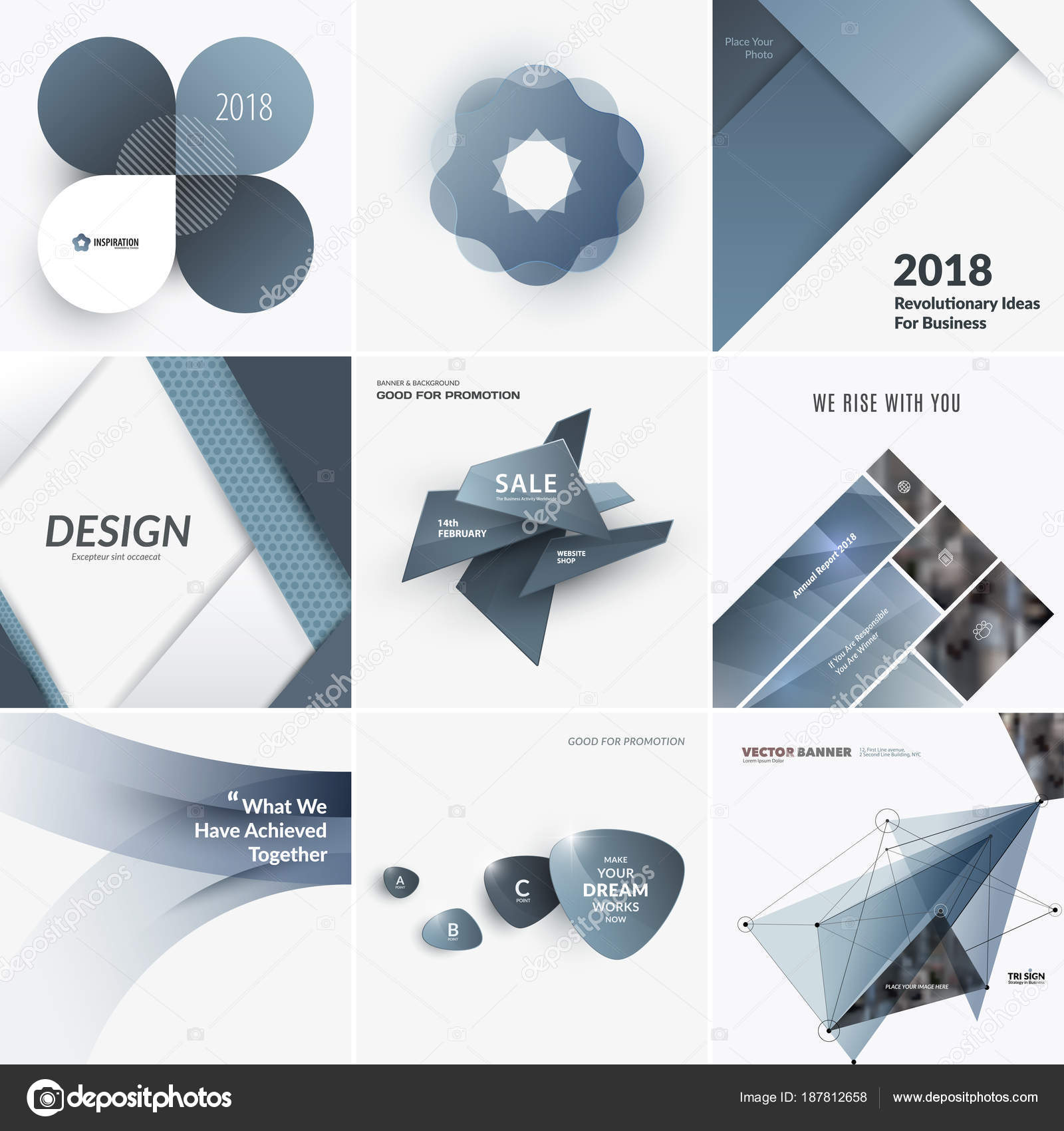 Set of abstract vector design for graphic template. Creative modern business background with ...