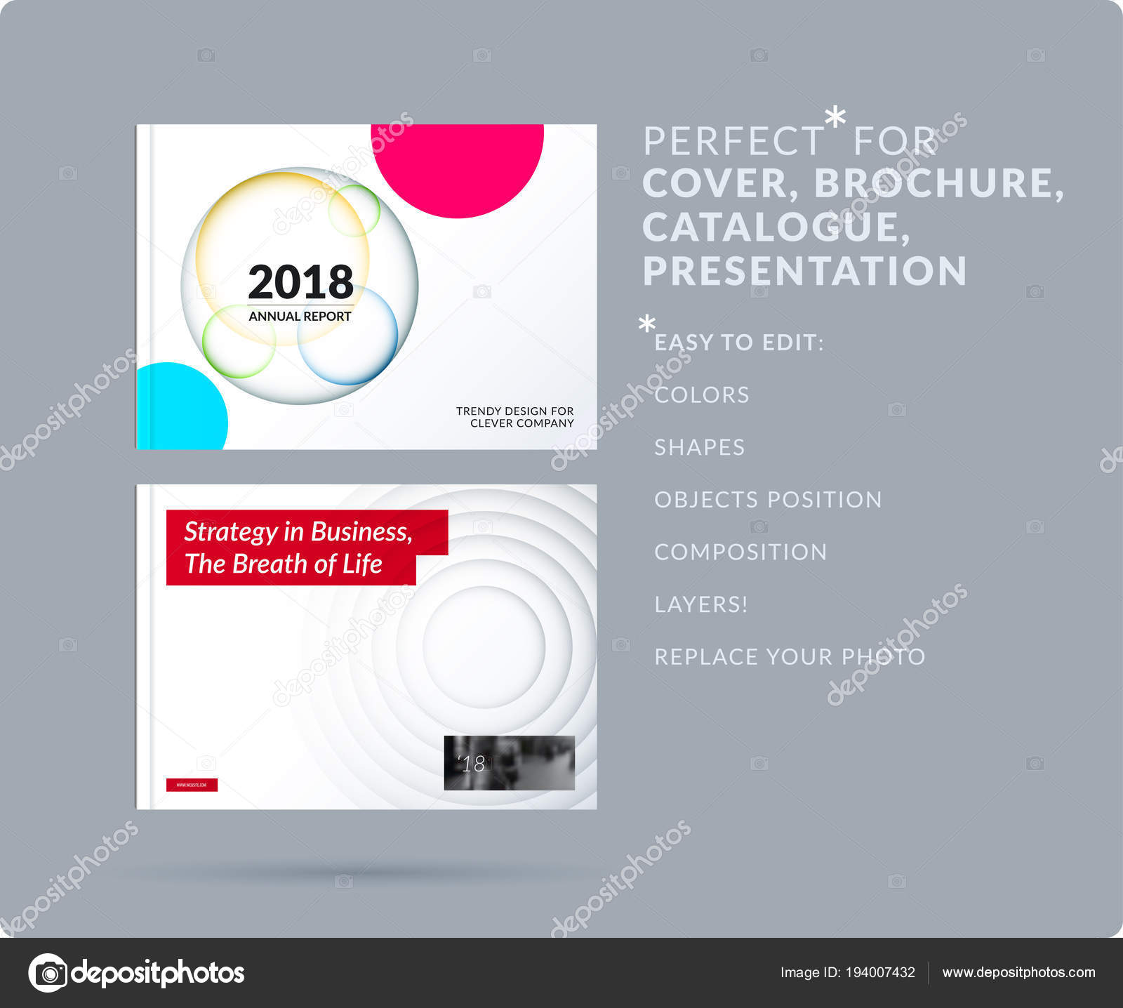 Material design presentation template with colourful circles ...