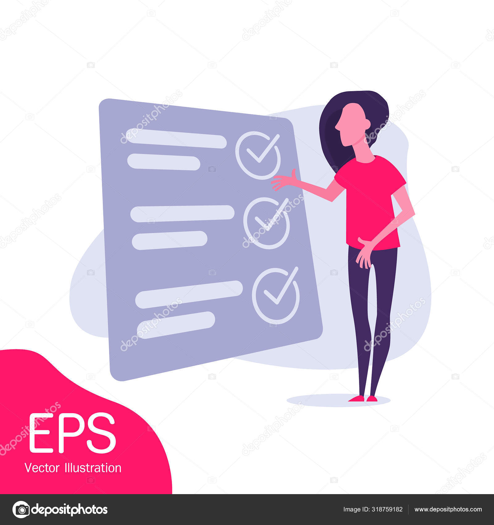 Project Completed. Woman with a checklist and to do list. Project ...