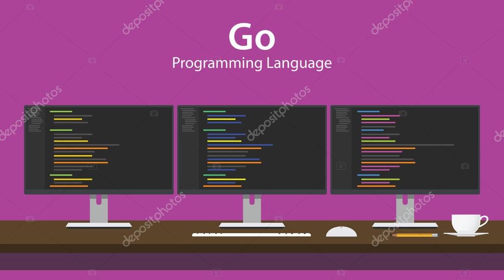 Ilustración del código de lenguaje de programación Go mostrado en tres ...