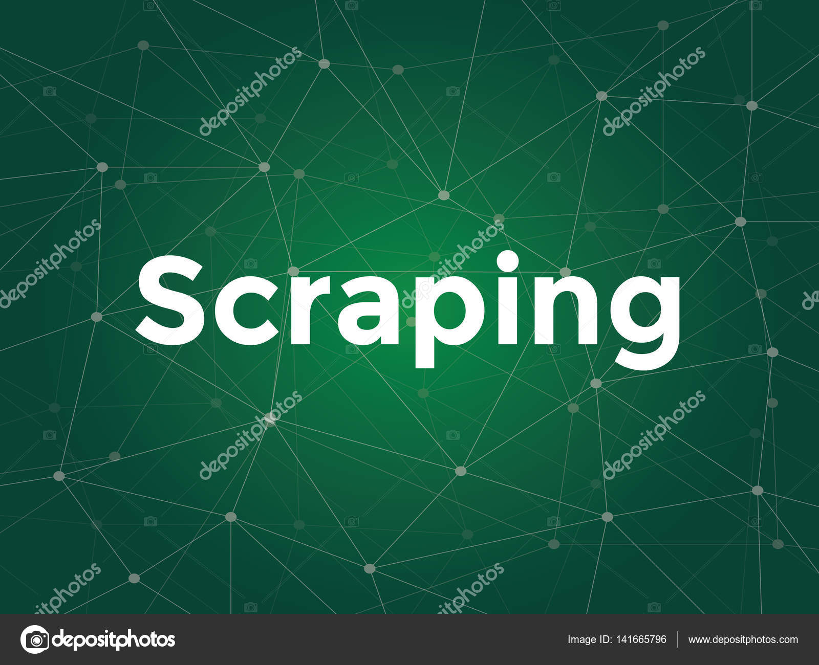 Illustration white text on green background for website scraping is ...