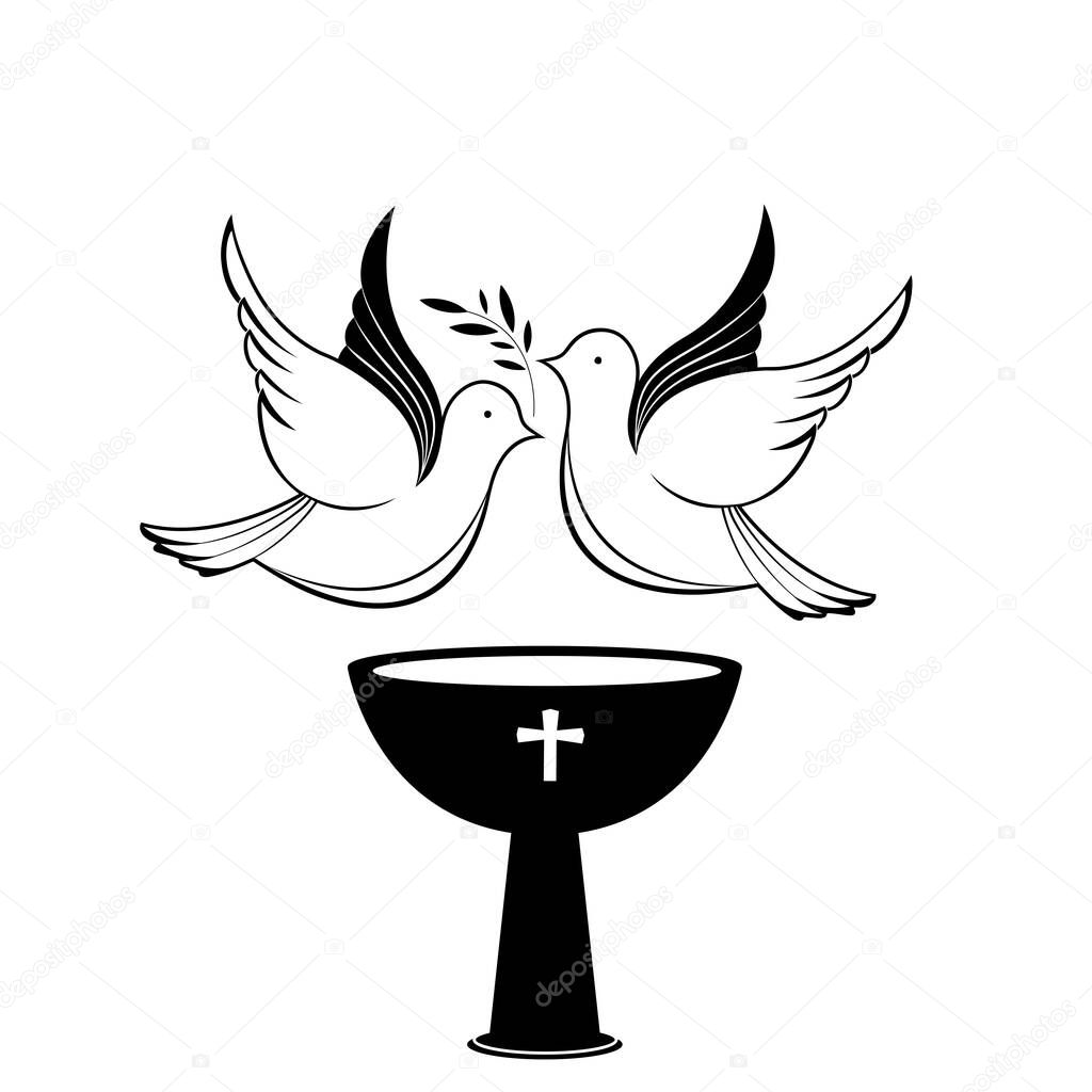 Tazón, Icono, Paloma, Bautizo, Pájaro Stock Vector by ©0936693698l ...