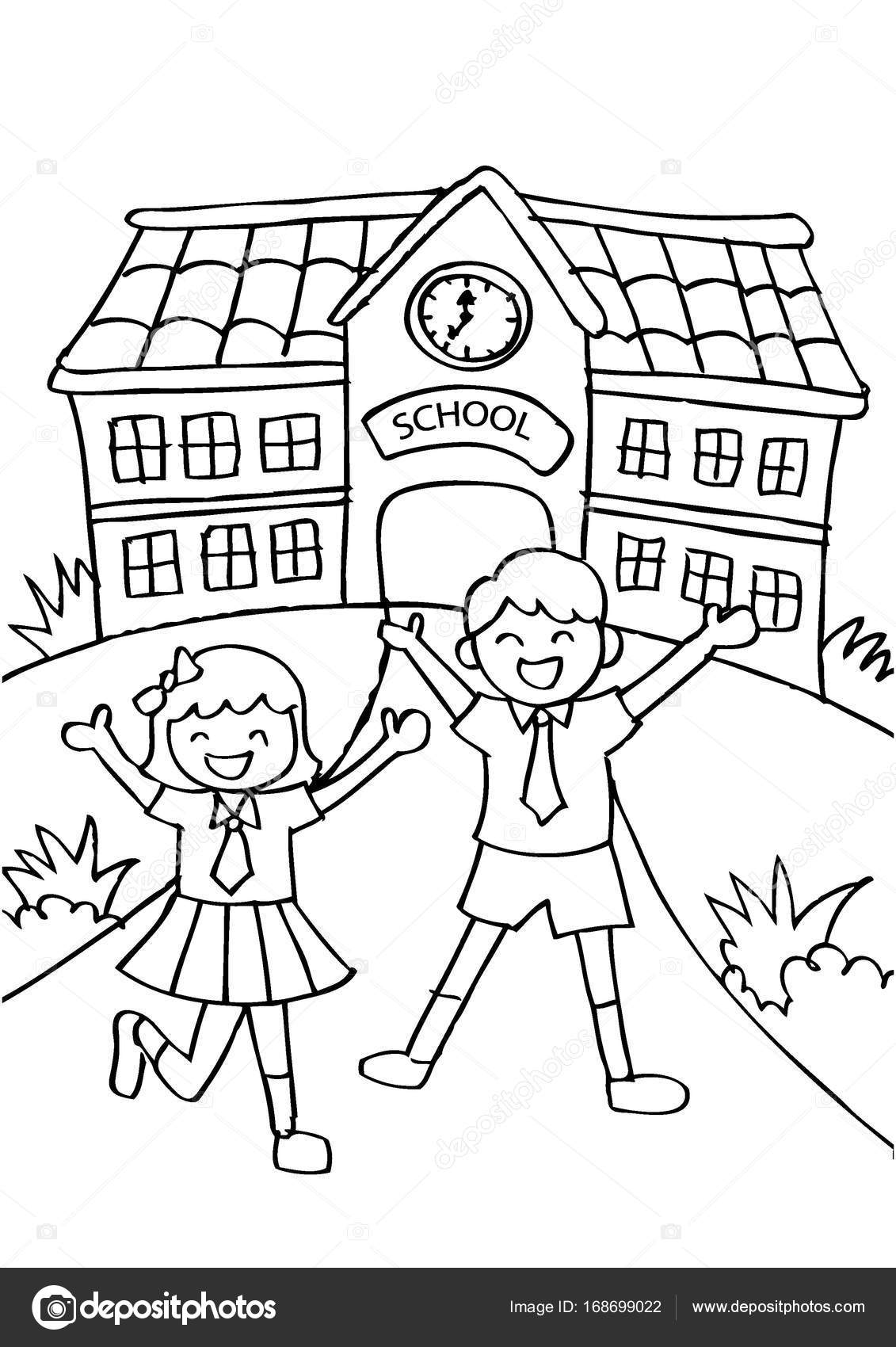 School Children Clip Art Black And White