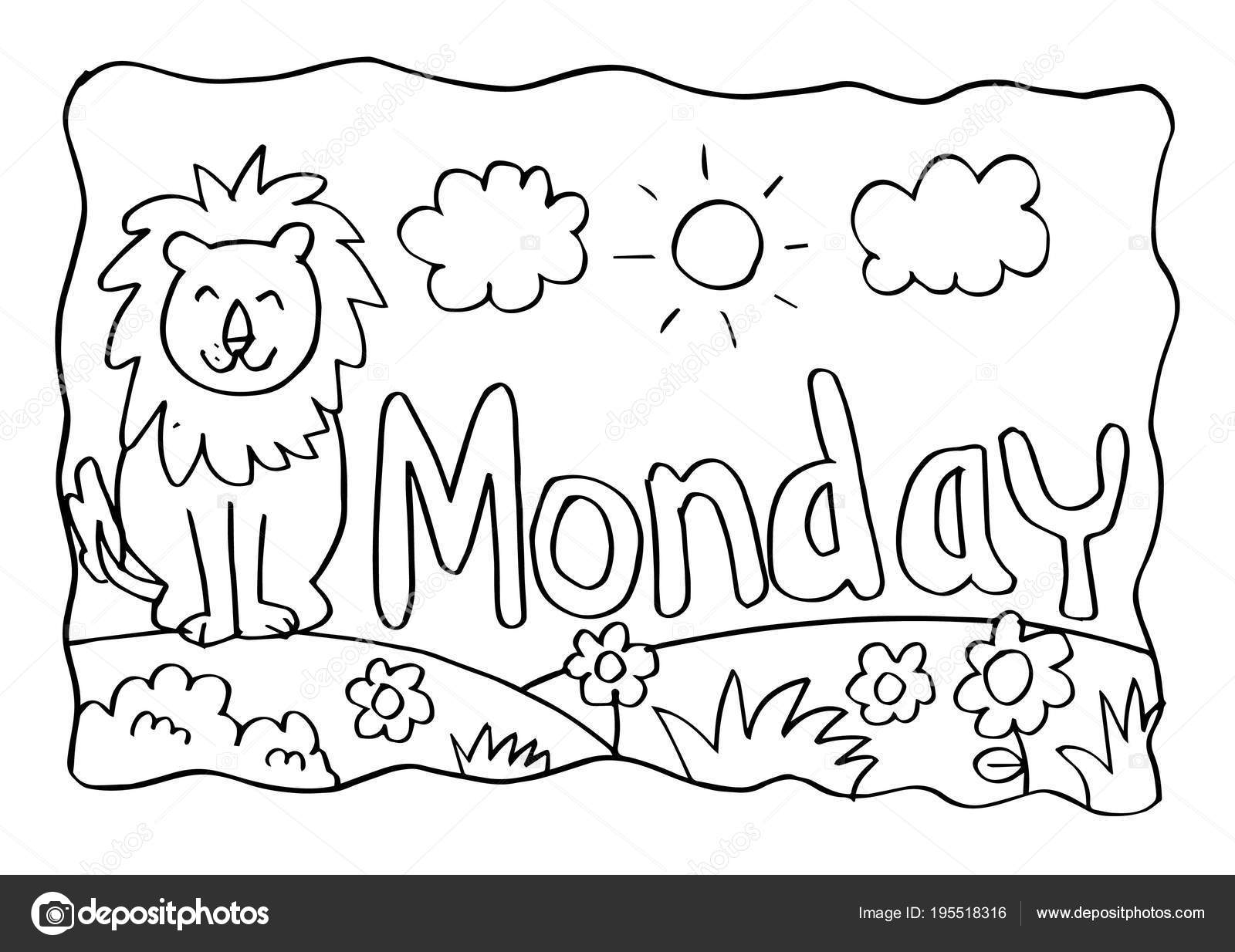 Monday Coloring Page Lion Stock Illustration by ©Handini #195518316