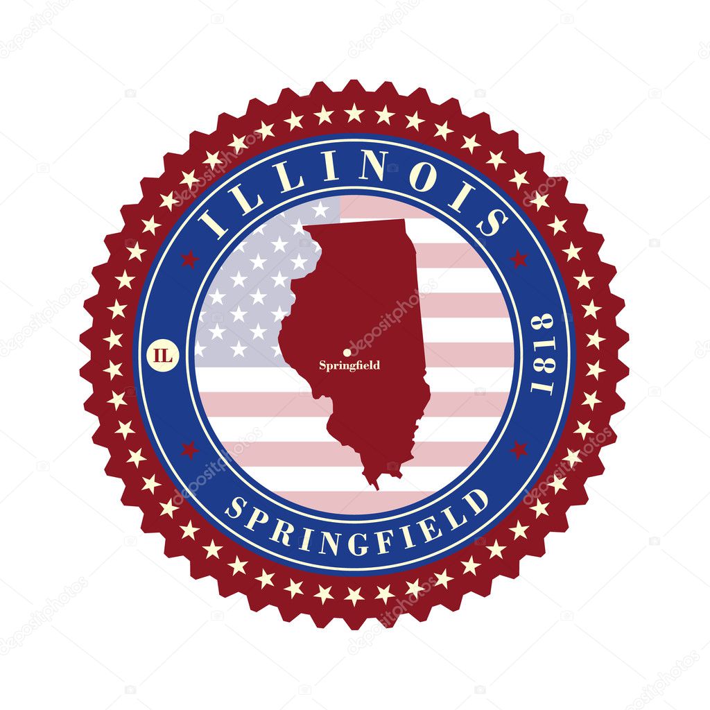 Label sticker cards of State Illinois USA Stock Vector Image by ...