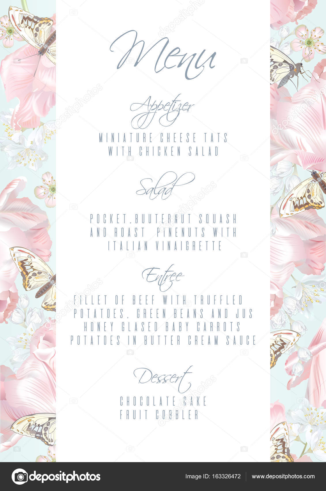 Tulip butterfly menu — Stock Vector © PurpleBird18 #163326472