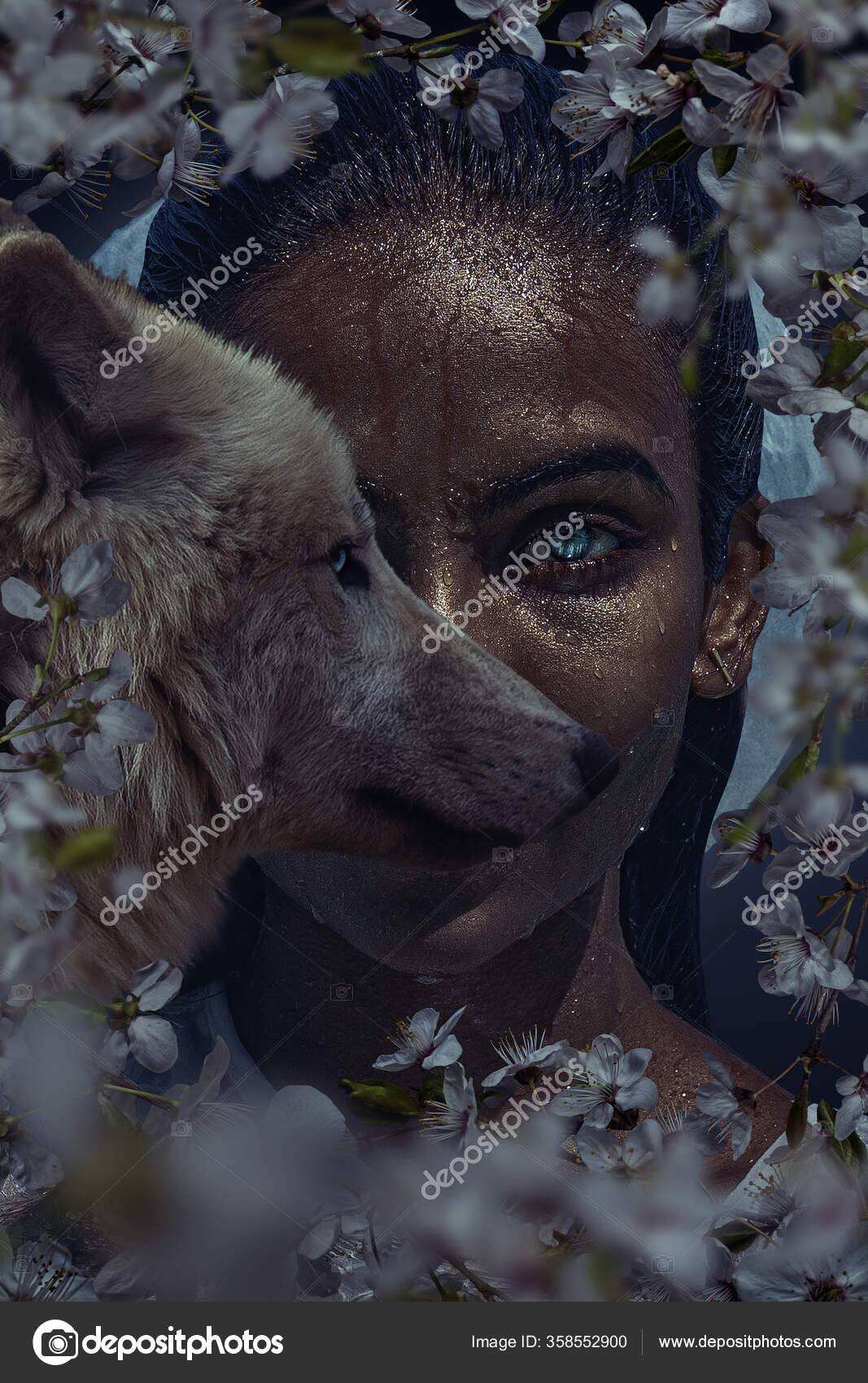 Beautiful Woman Wolf Portrait Stock Photo by ©alexey.vladimir.bk.ru ...