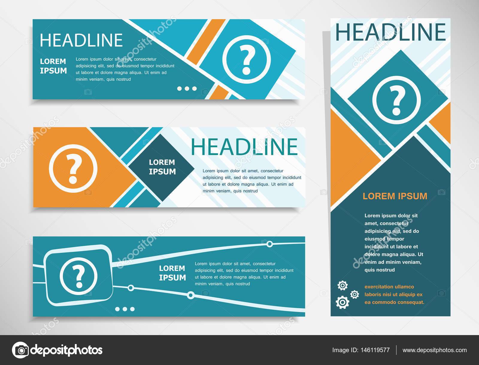 Question mark icon on horizontal and vertical banner. Modern ban Stock ...