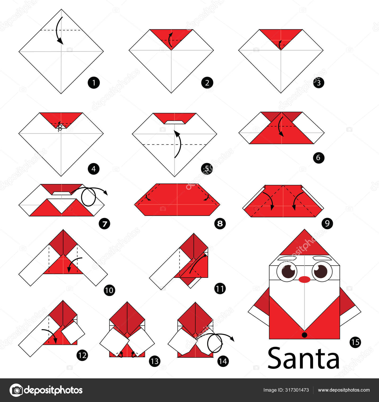 How To Make A Origami Santa Face