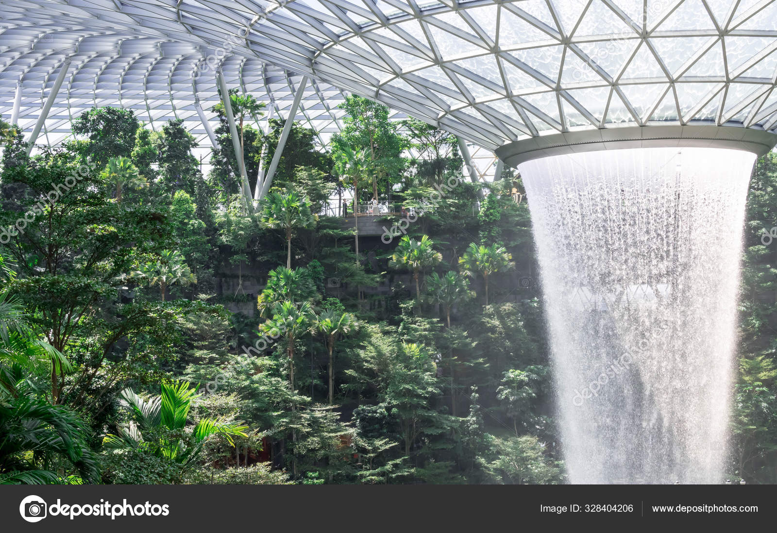 The Giant water fall HSBC Rain Vortex and beautiful green nature ...