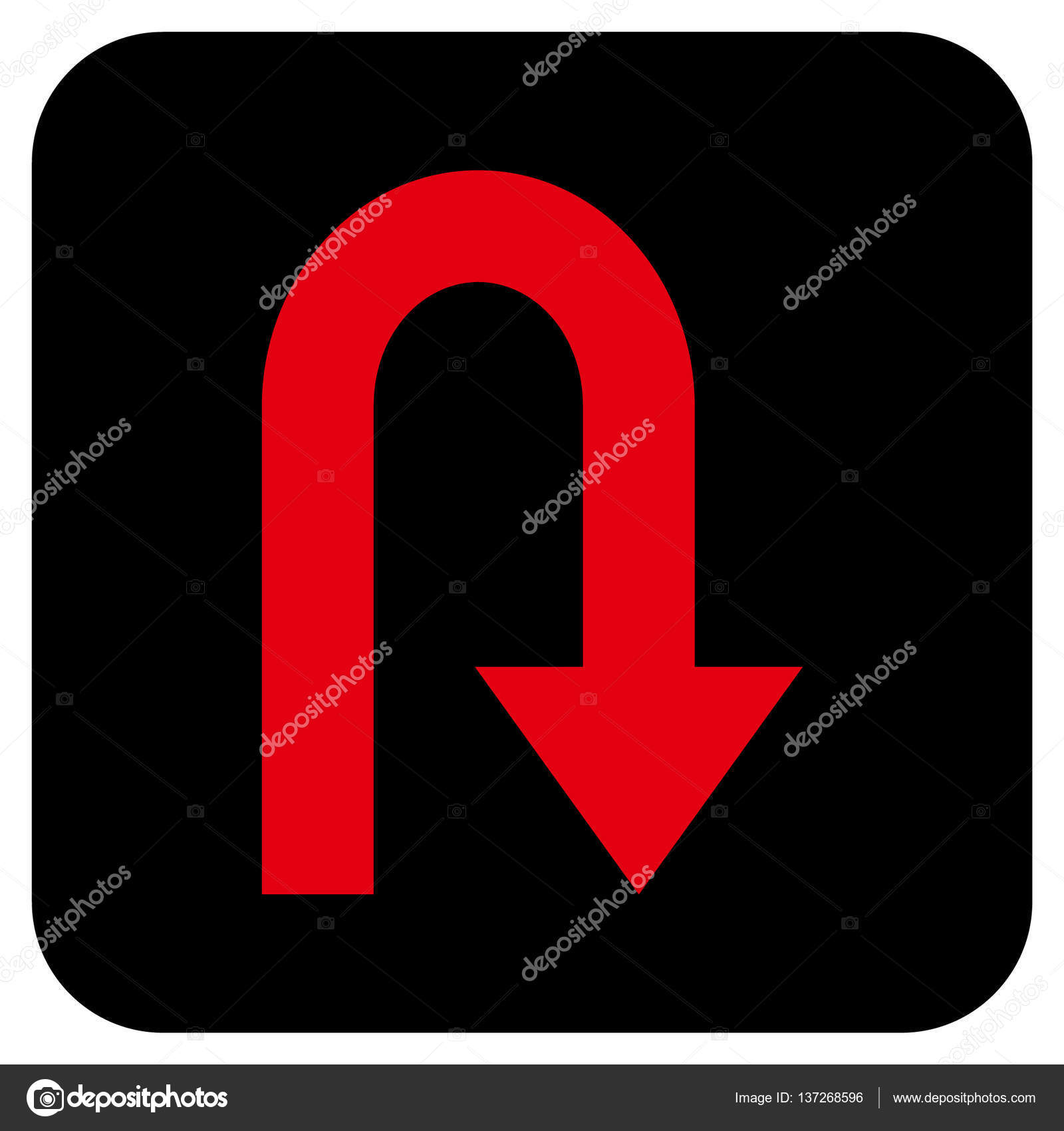 Red U Turn Arrow