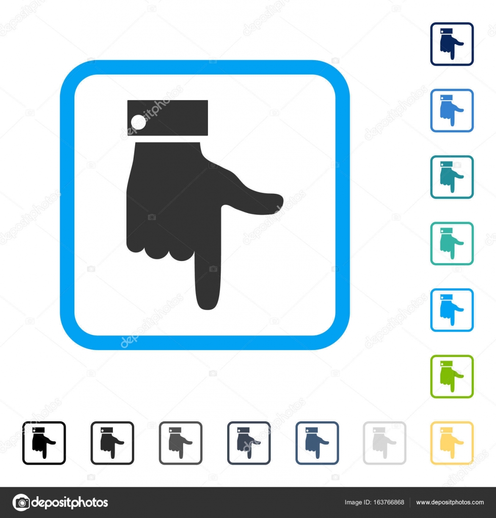 Hand Pointer Down Framed Vector Icon Stock Vector Image by ...