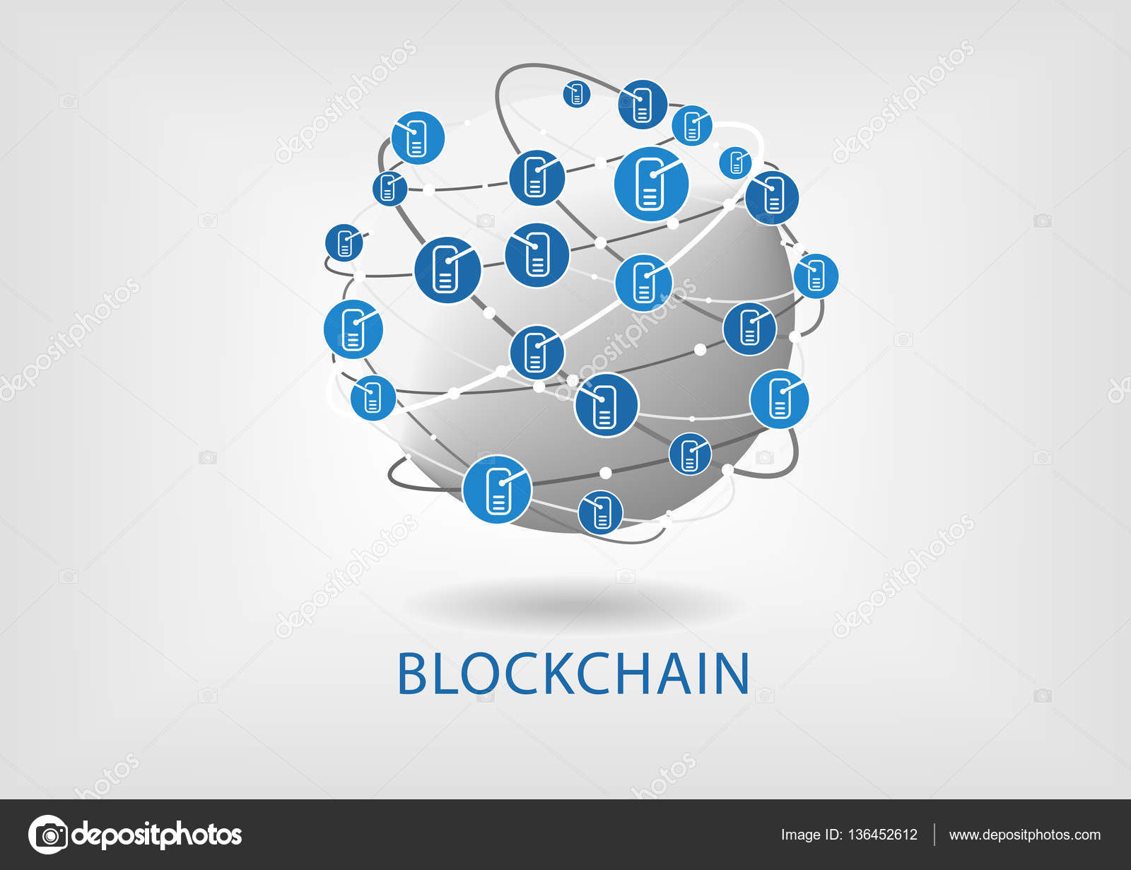 Blockchain vector illustration with connected globe on light grey ... Blockchain vector illustration with connected globe on light grey ...