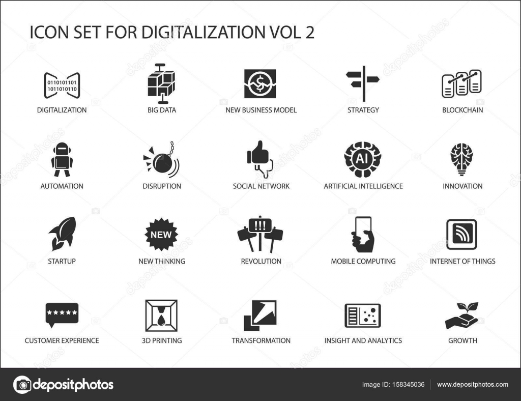 Digitalization icon vector set for topics like big data, business ... Digitalization icon vector set for topics like big data, business ...