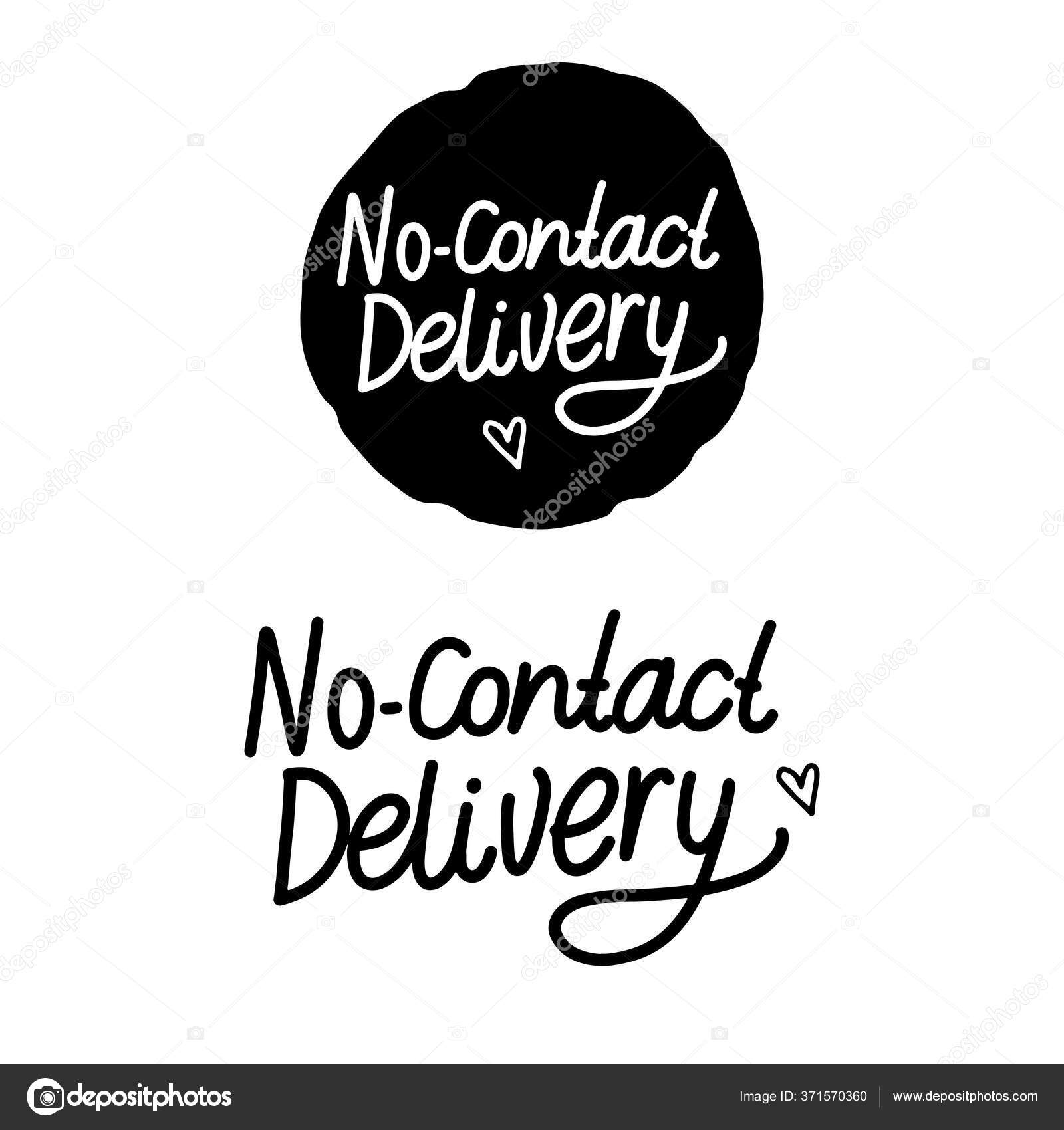 No-Contact Delivery. Vector Hand drawn inscription. Black handwriting ...