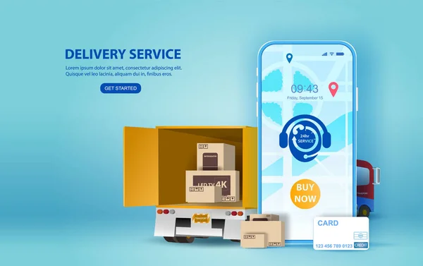 Online delivery service concept, online order tracking,Smartphone ...