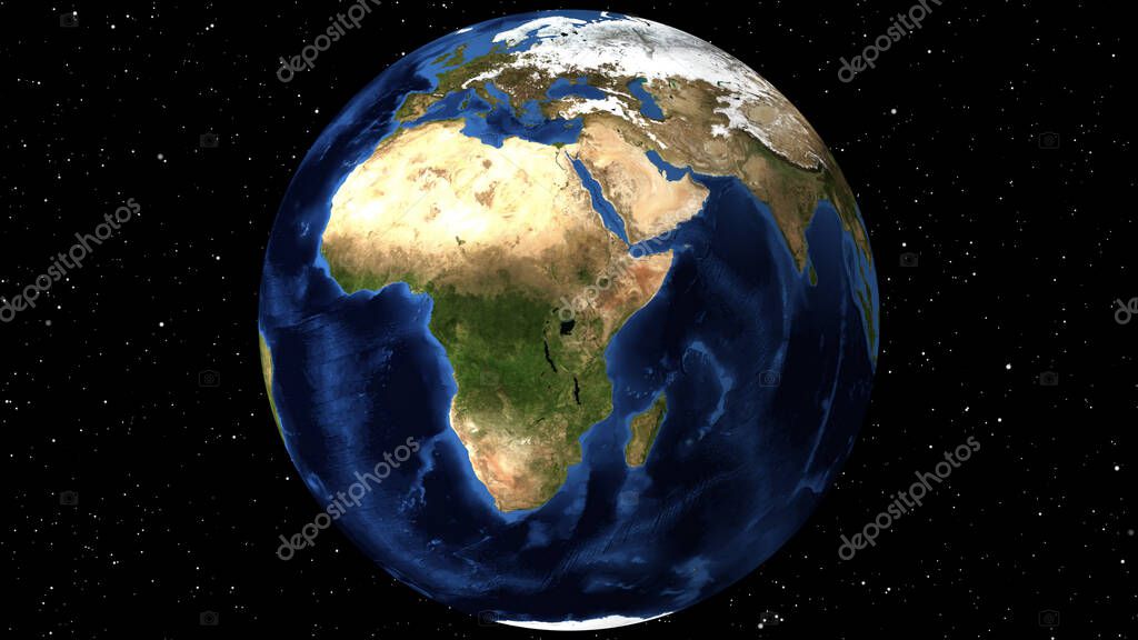 ilustración de Hermosa Tierra giratoria. Vista desde Space Satellite ...