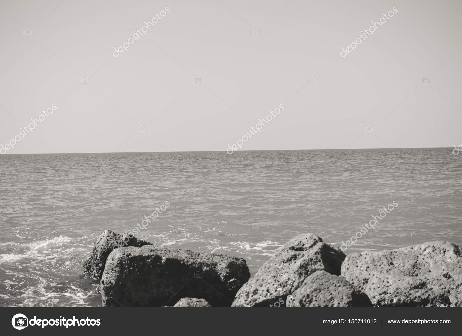 Sunny Panoramic View Ocean Rocks Seascape Natural Outdoors Background ...
