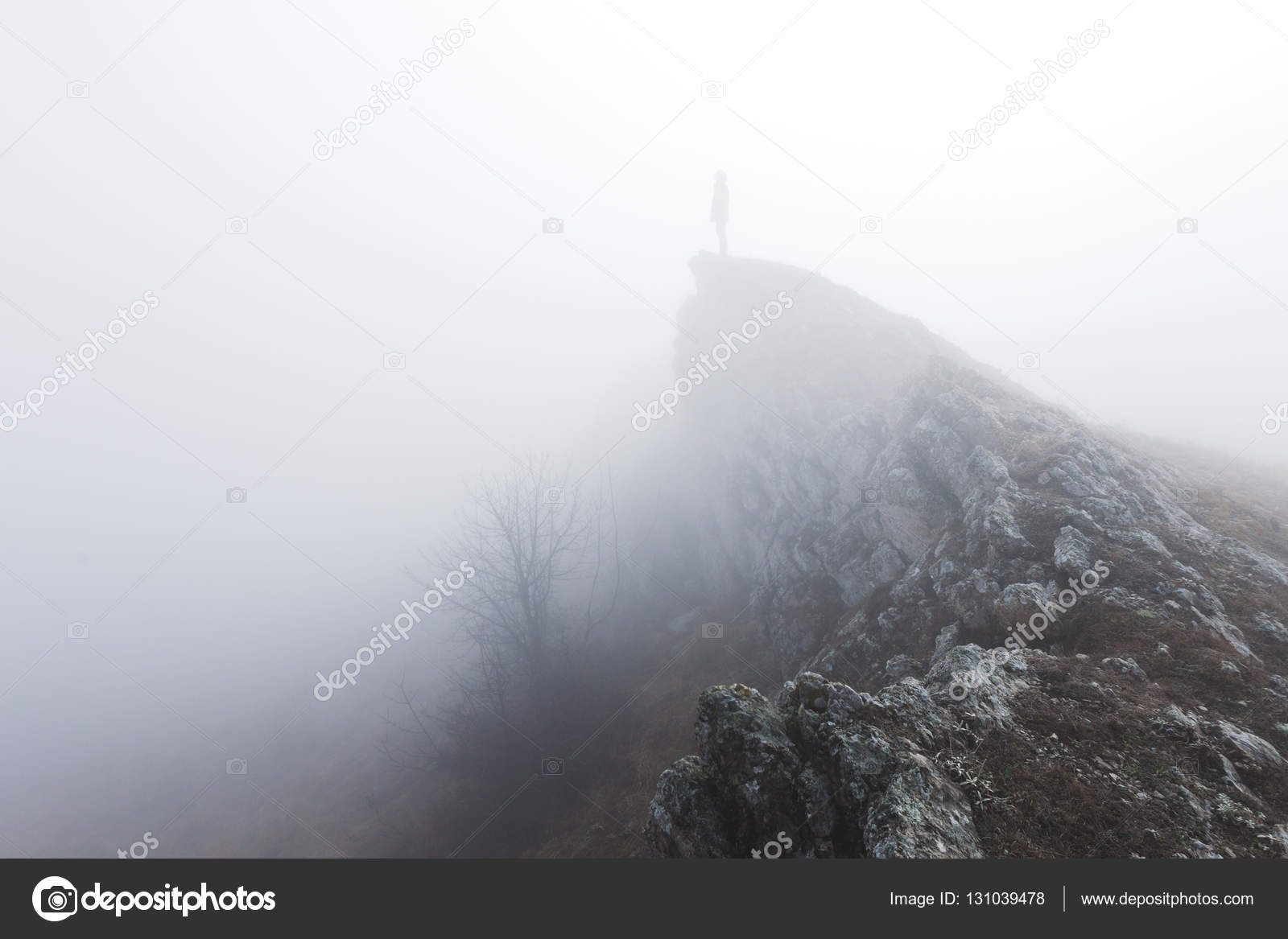 Man standing alone in the fog — Stock Photo © olegbreslavtsev #131039478
