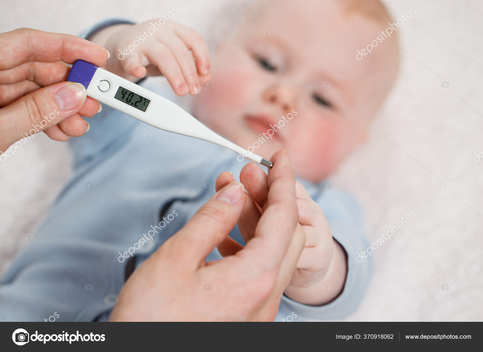 Close Thermometer Mother Measuring Temperature Her Ill Kid Sick Child Stock Photo by ©1odinmig ...