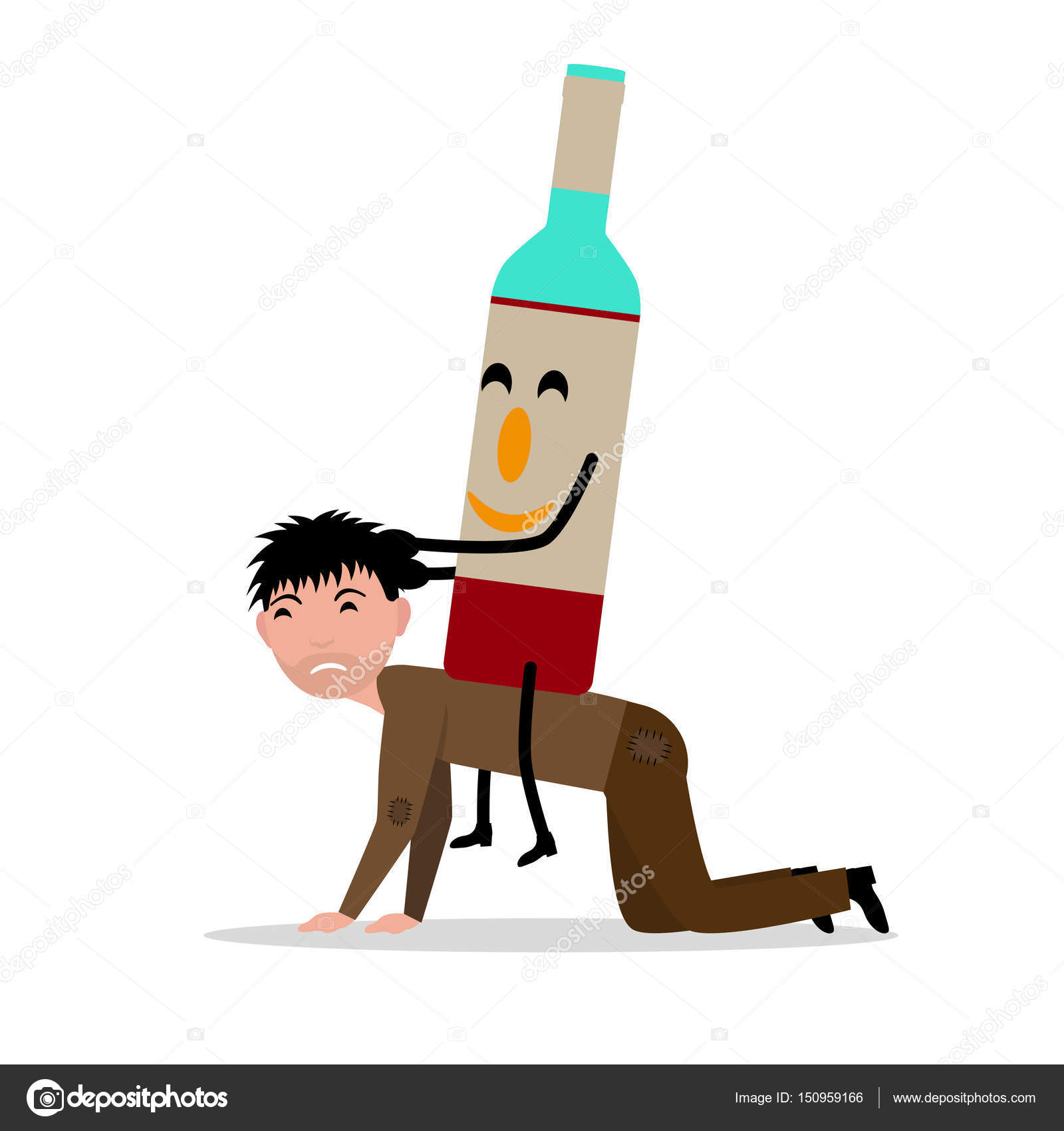 Vector cartoon young adult man with bottle alcohol Stock Vector Image ...