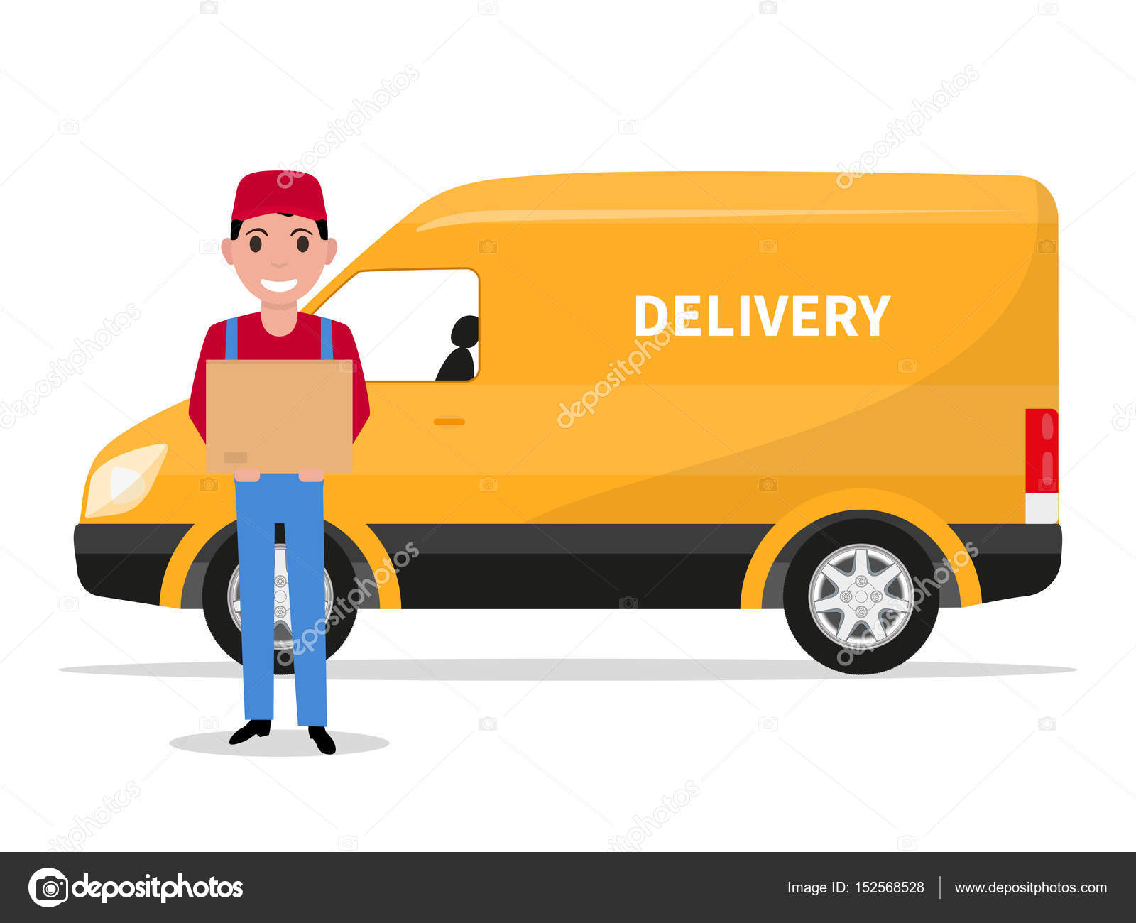 Vector hombre de la entrega de dibujos animados con caja de cartón un ...