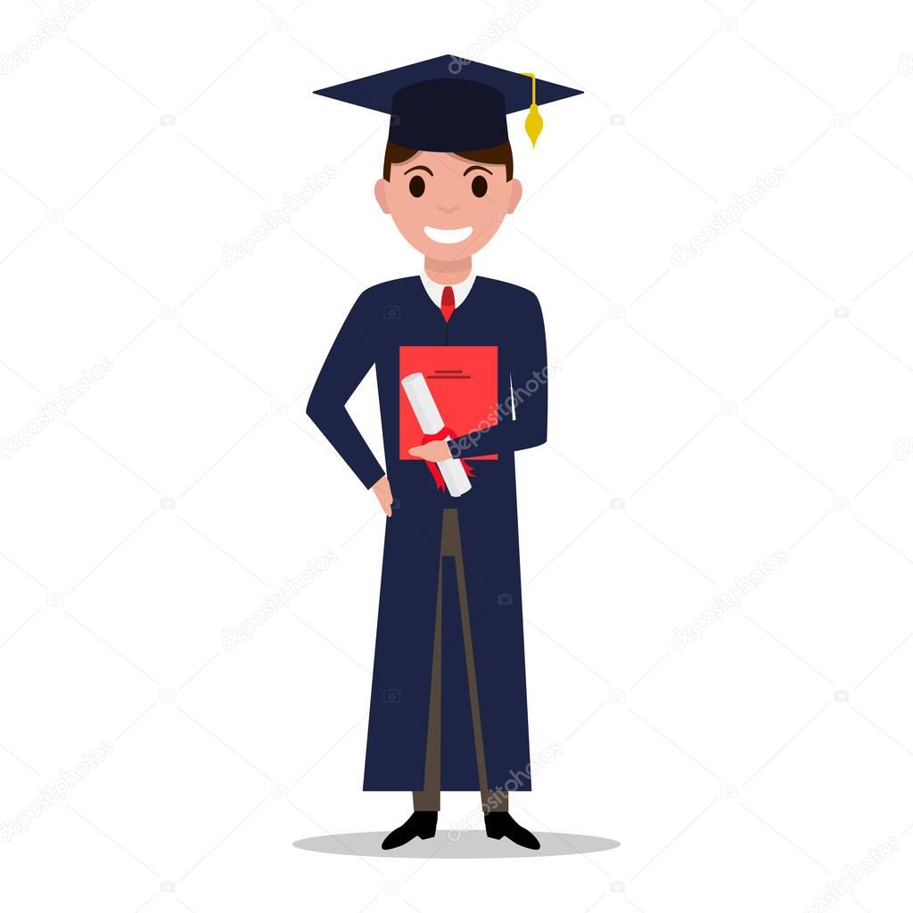 Vector illustration cartoon student boy graduate — Stock Vector ...