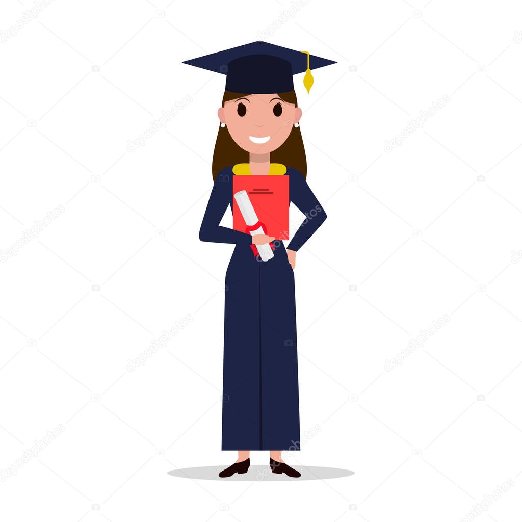 Vector dibujos animados estudiante chica graduado 2023