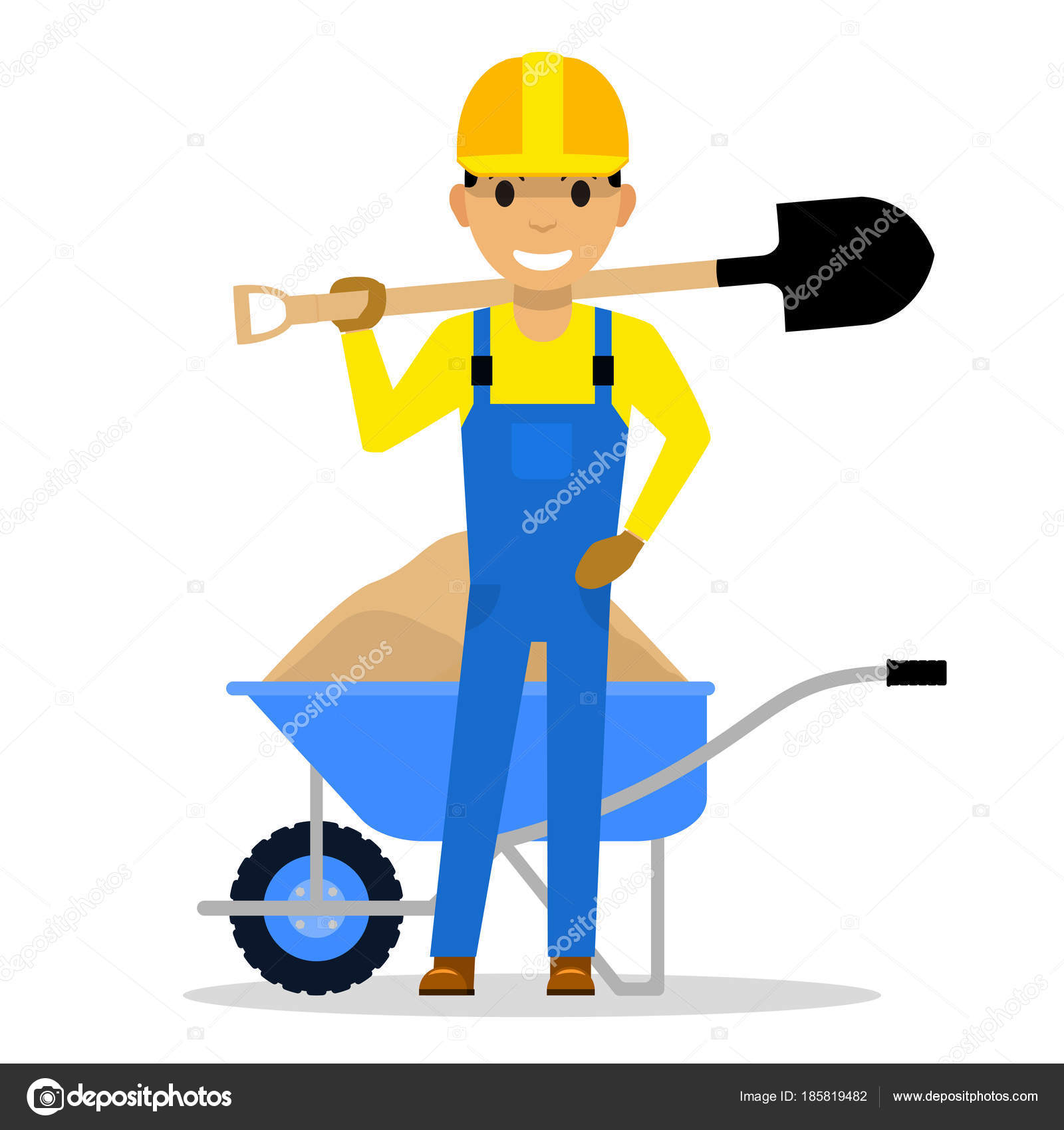 Vector cartoon character builder holding a shovel Stock Vector Image by ...