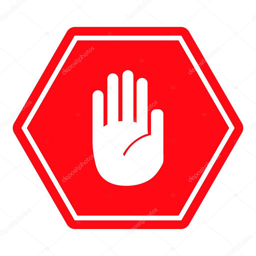 Stop Sign, mano de color blanco en la señal de tráfico de la ciudad ...