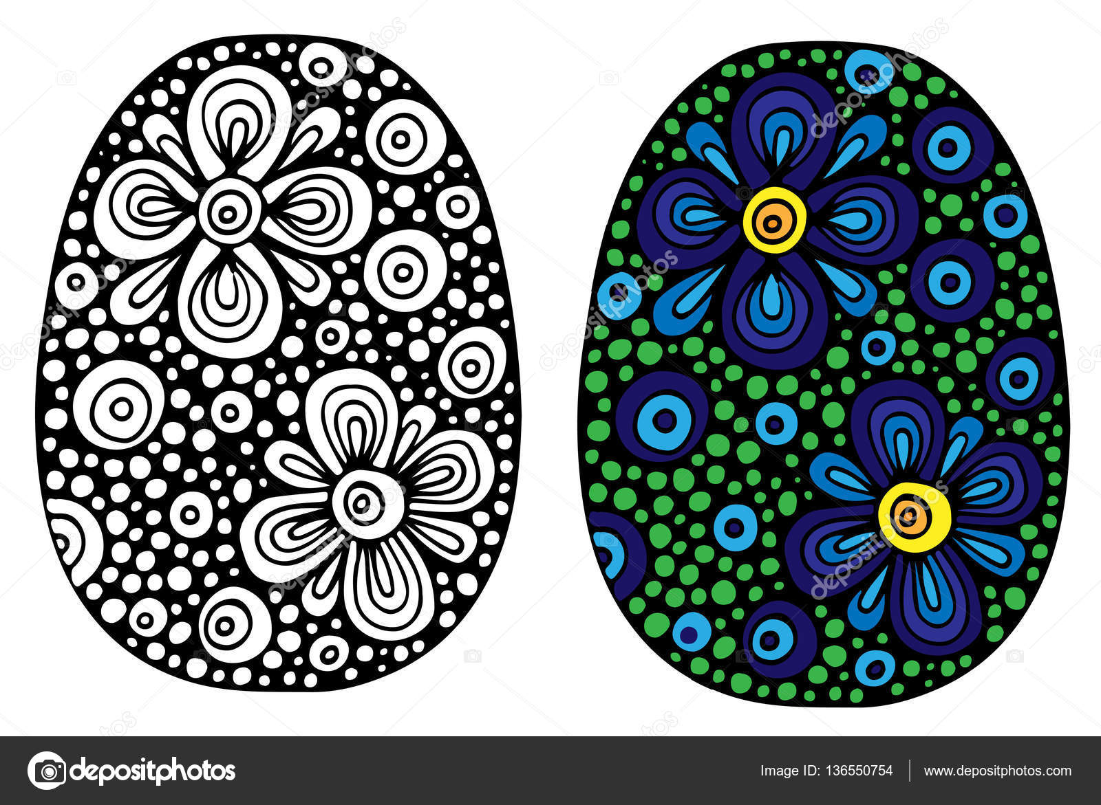 Œuf de Pâques dessiné à la main avec fleur abstraite Vecteur par ...