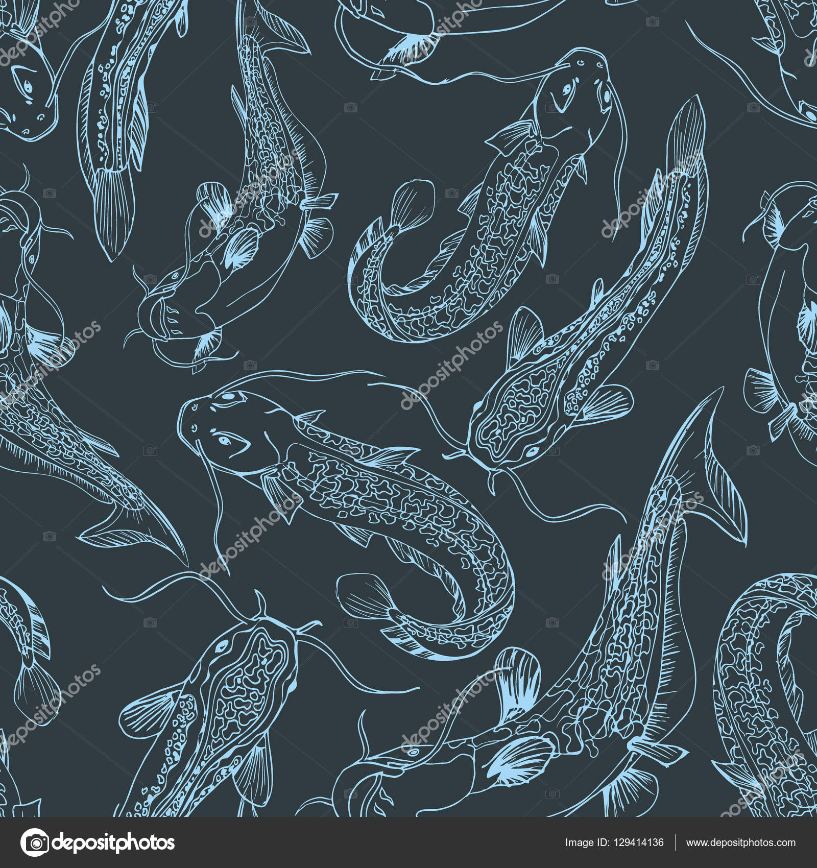 Vector catfish pattern Stock Photo by ©rinaautumn@gmail.com 129414136