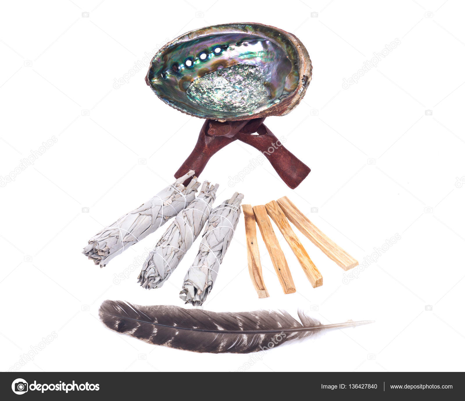 Sage smudge stick, rainbow abalone shell and palo santo smudging sticks ...