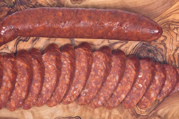 Guylai kolbasz, hungarian smoked sausage — Stock Photo © bjphotographs ...
