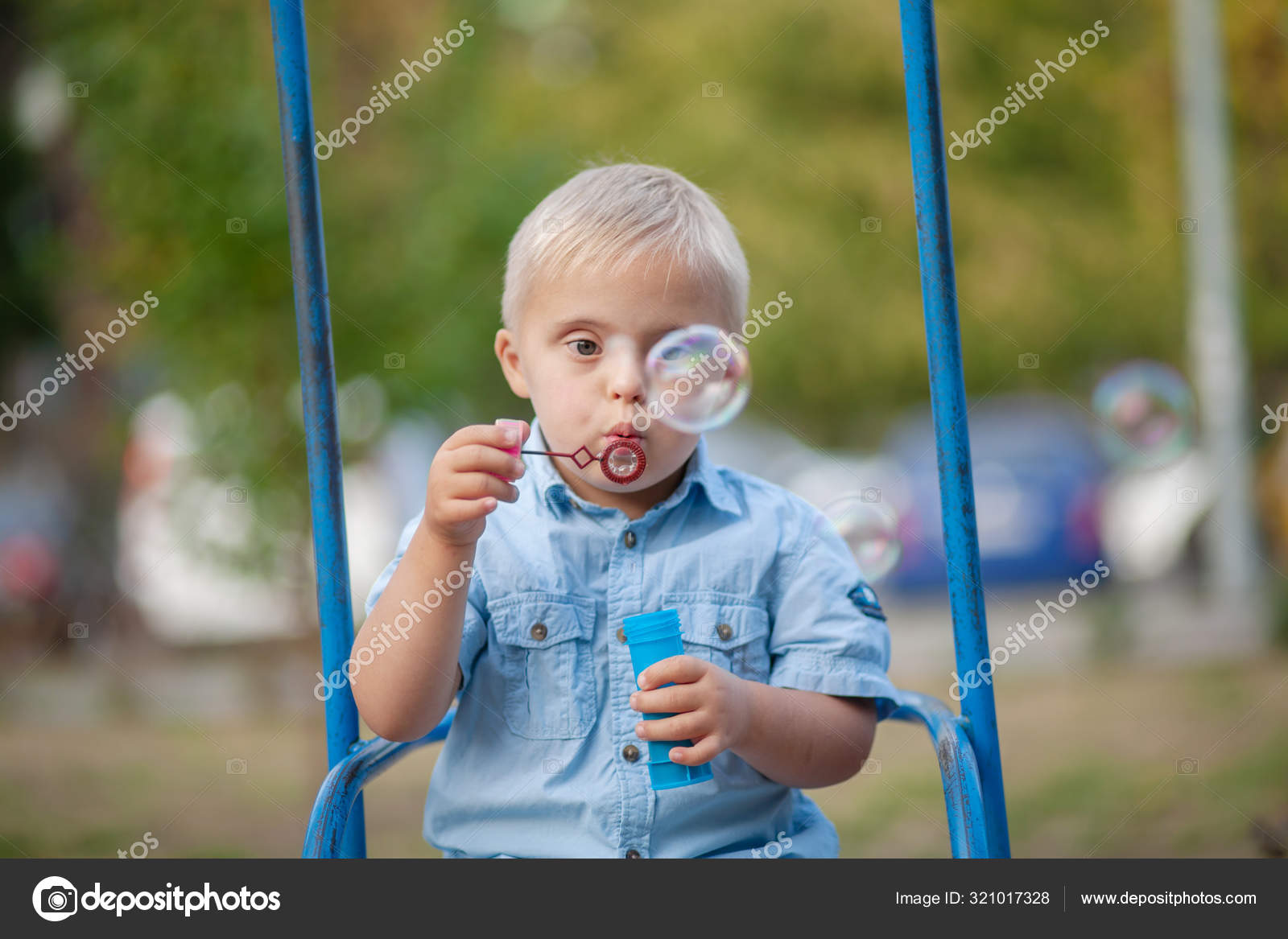 Daily Life Child Disabilities Boy Syndrome Playing Playground ...