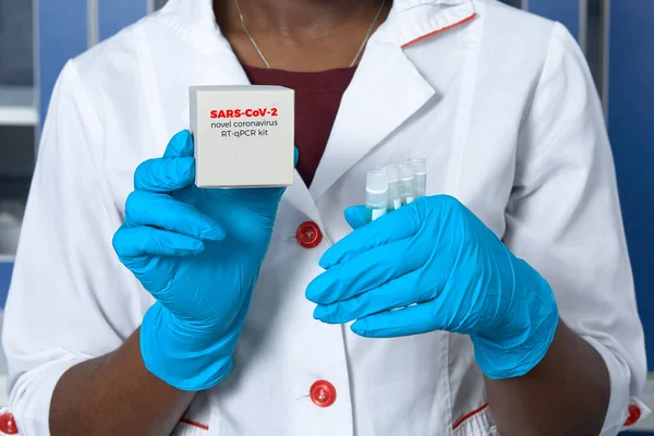 medical student, woman scientist In white gown, plastic hat, gloves ...