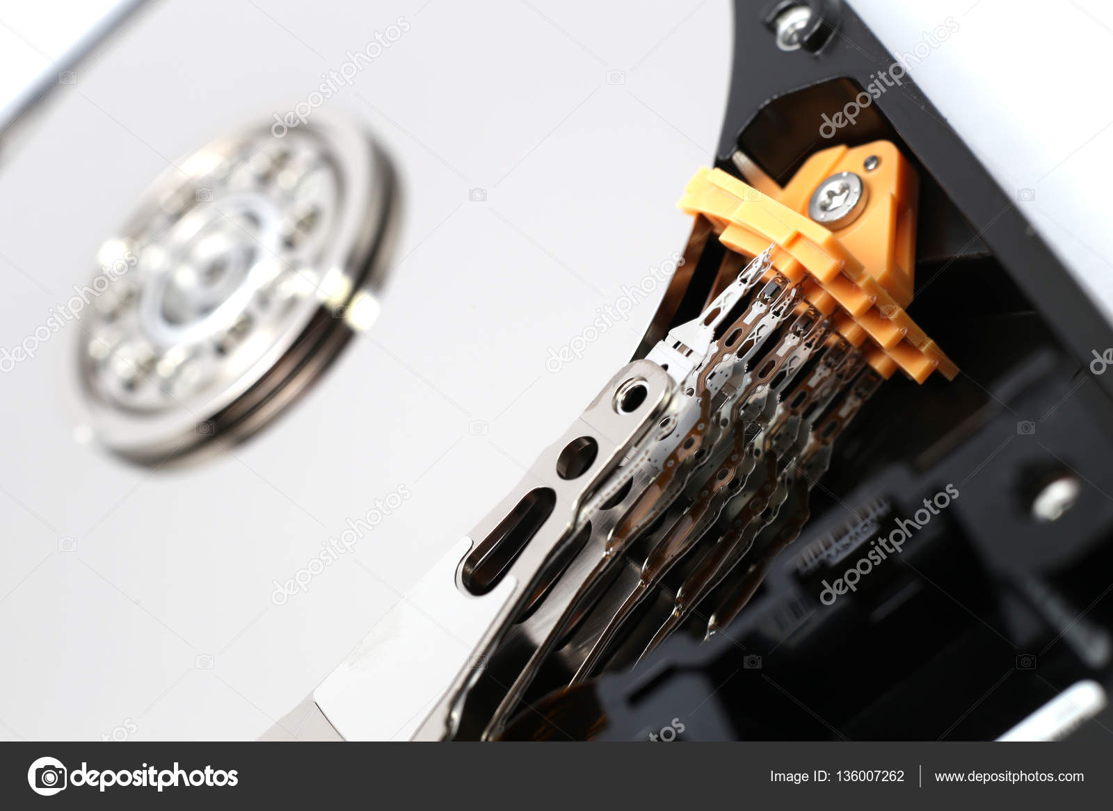Inside Computer Hard Disk Drive (HDD) Stock Photo by ©coffeekai 136007262