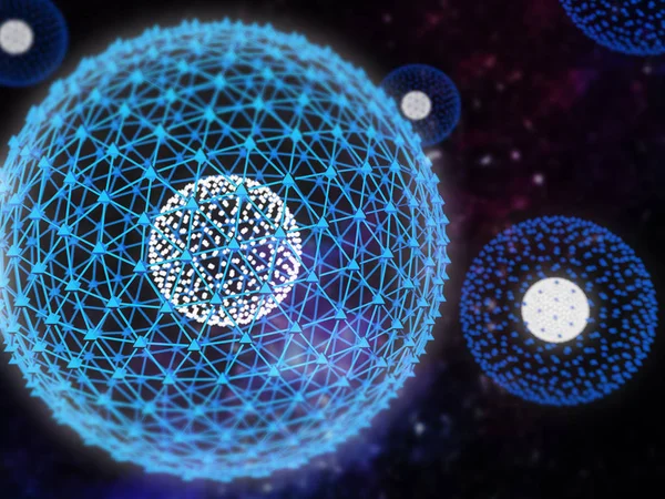 Nucleus of Atom Nuclear explode ray radiation light science abstract ...