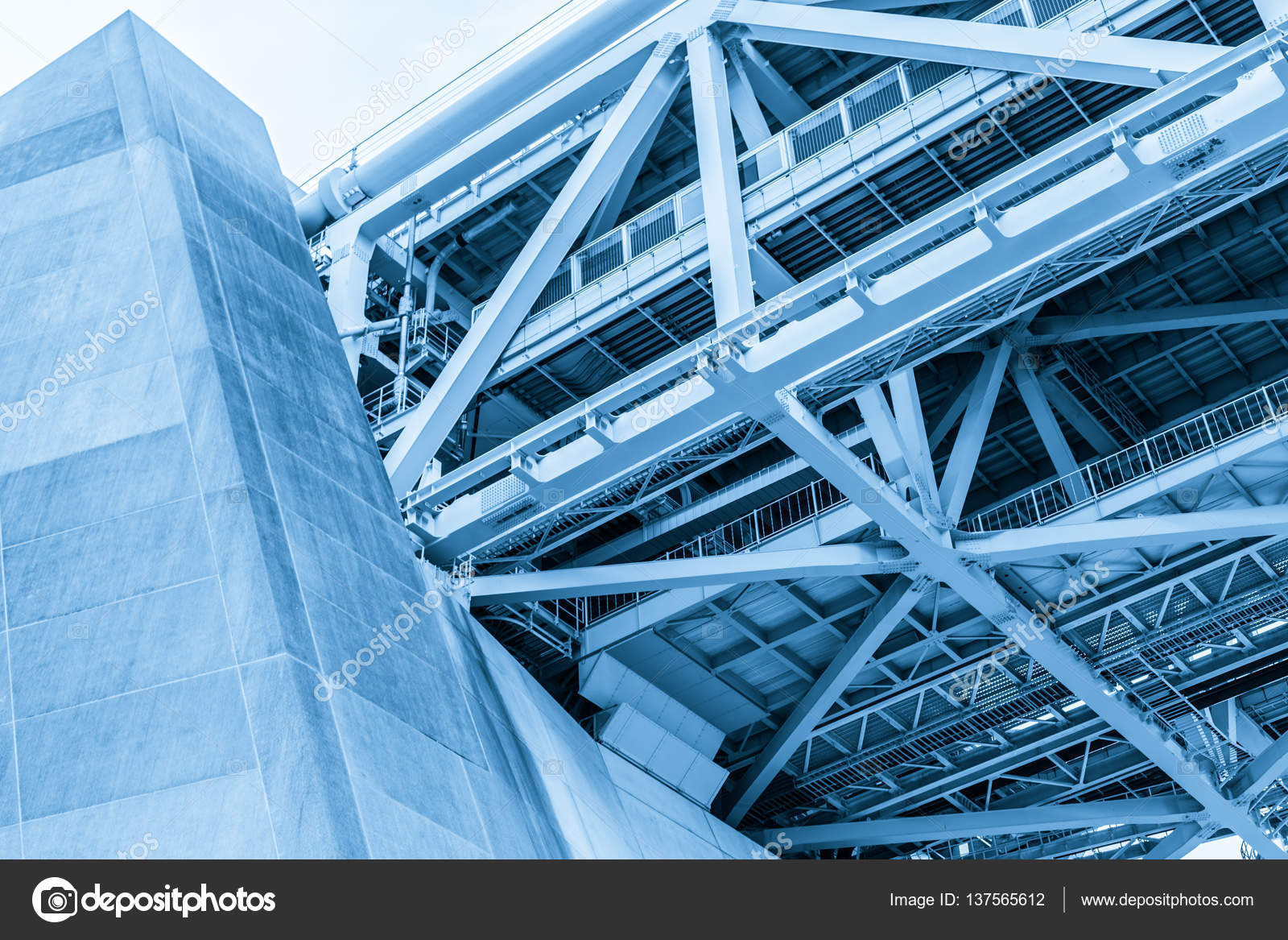 Abstract Steel metal solid construction blue color tone. Stock Photo by ...
