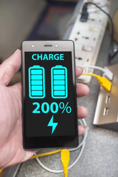 smart phone super speed charging with full battery on screen, turbo ...