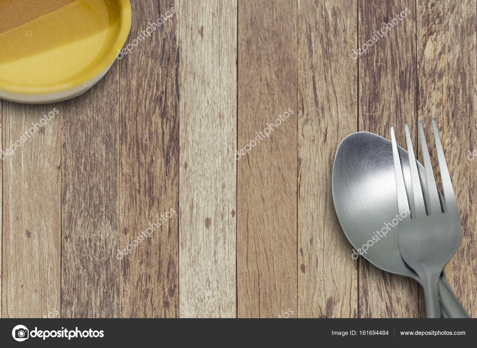 Restaurant food wood table top view for menu background with space for ...