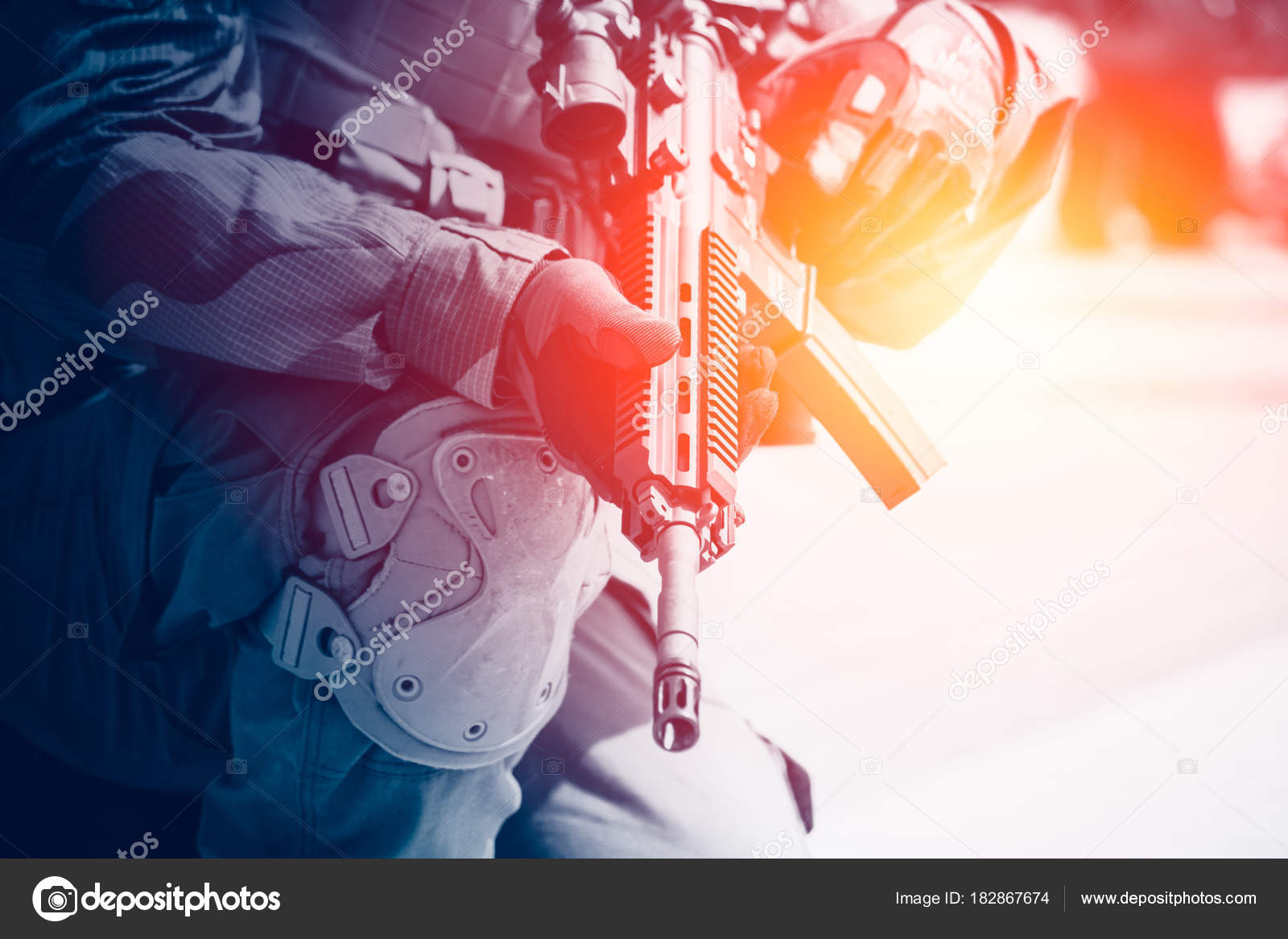 Soldier Military Combat Army Position Guard Security Gun Stock Photo by ...