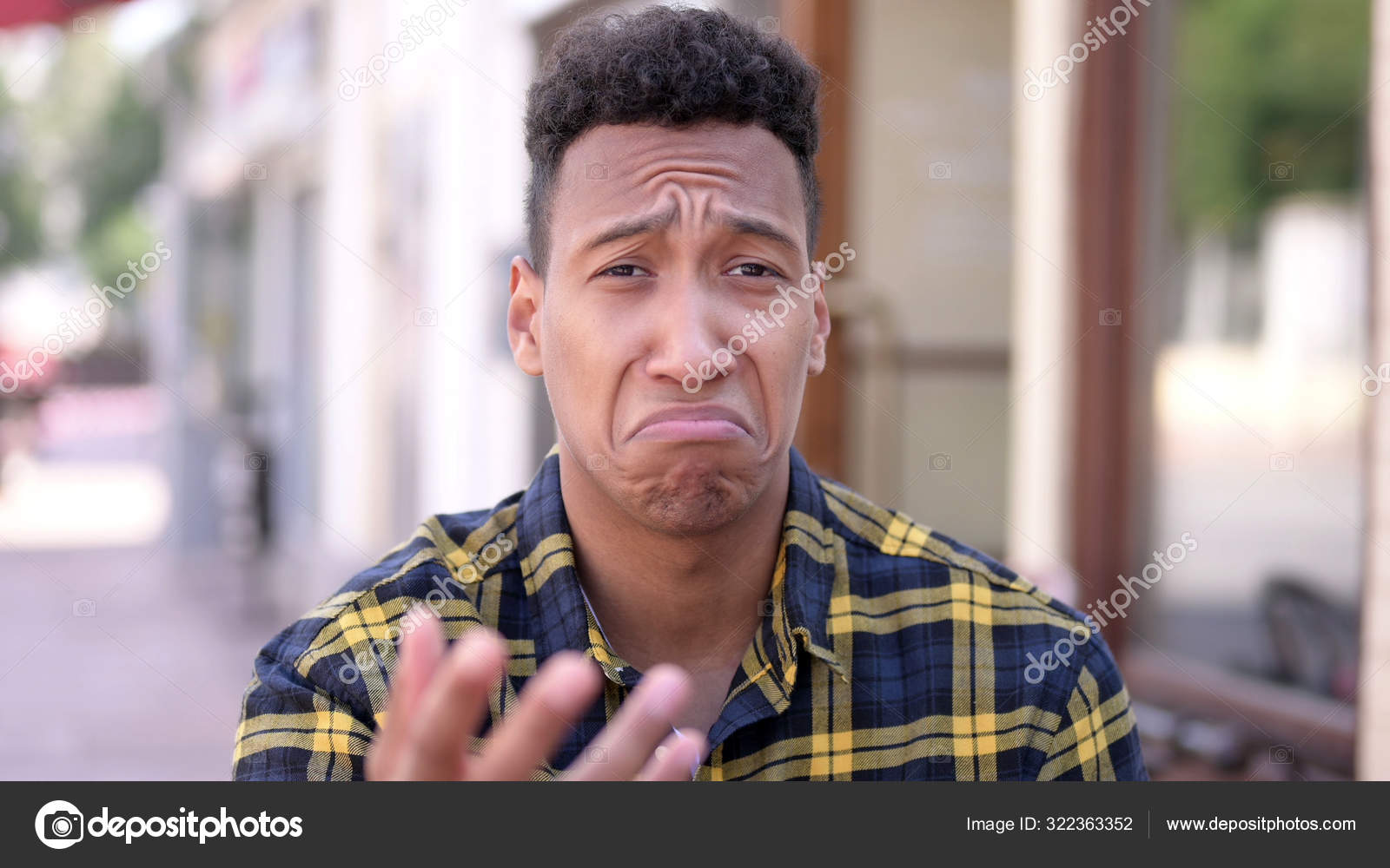 Young African Man Upset by Loss Outdoor — Stock Photo © ramerocrist ...