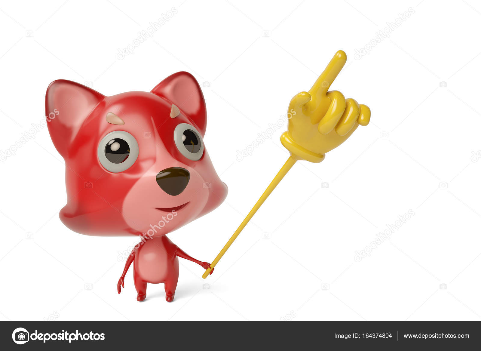 A cartoon firefox with a finger Toys. 3D illustration. Stock ...