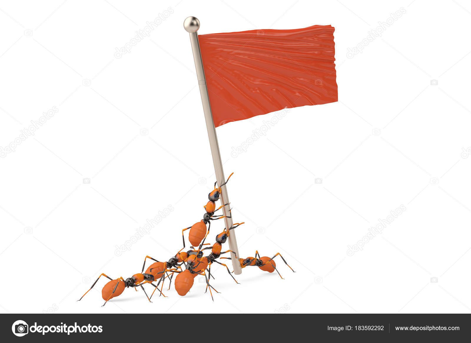 A group of ants with red flag.3D illustration. — Stock Photo © holmessu ...